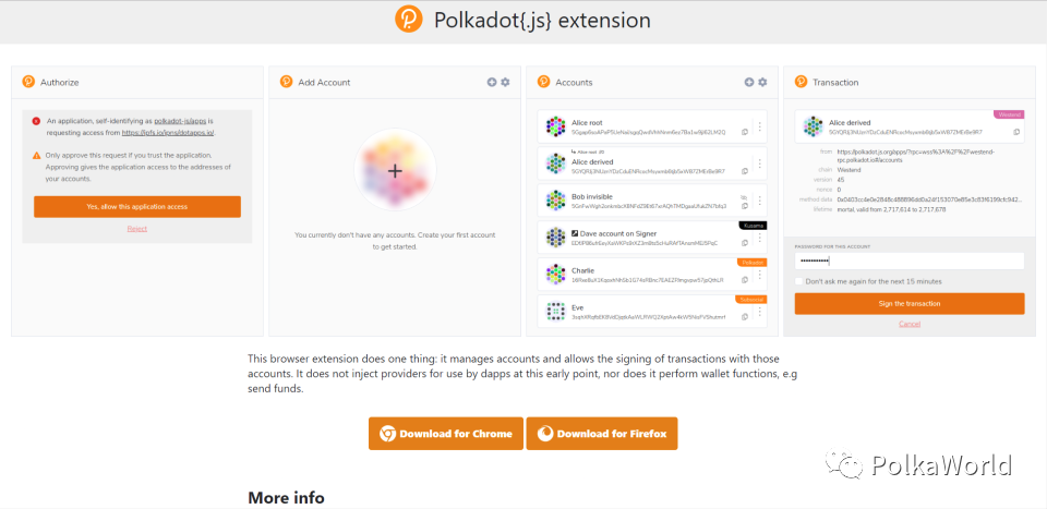 使用 Polkadot.js 插件创建和管理多个波卡生态链账户 | 波卡入门教程系列-轻识