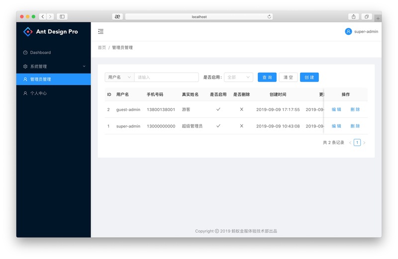 通用后台管理系统框架系统开发案例 程序员客栈